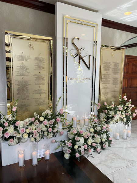 Six-Piece Seating Chart Display: Three Vertical Panels and Three Pedes ...