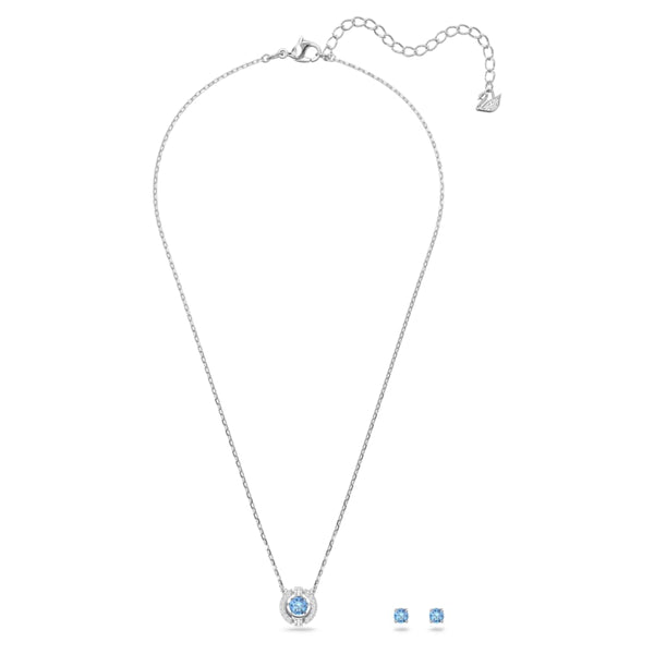 Swarovski Sparkling Dance Round Set; Blue; Rhodium Plated Dalmazio Design