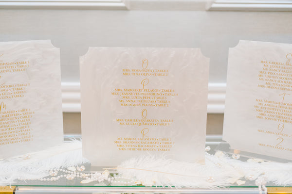Six Piece Pearl Seating Chart Rental – Dalmazio Design