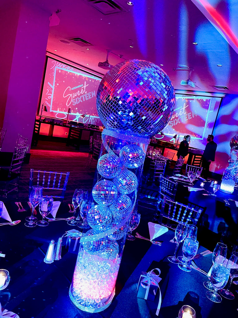 Shining Disco Centerpieces Rental – Dalmazio Design